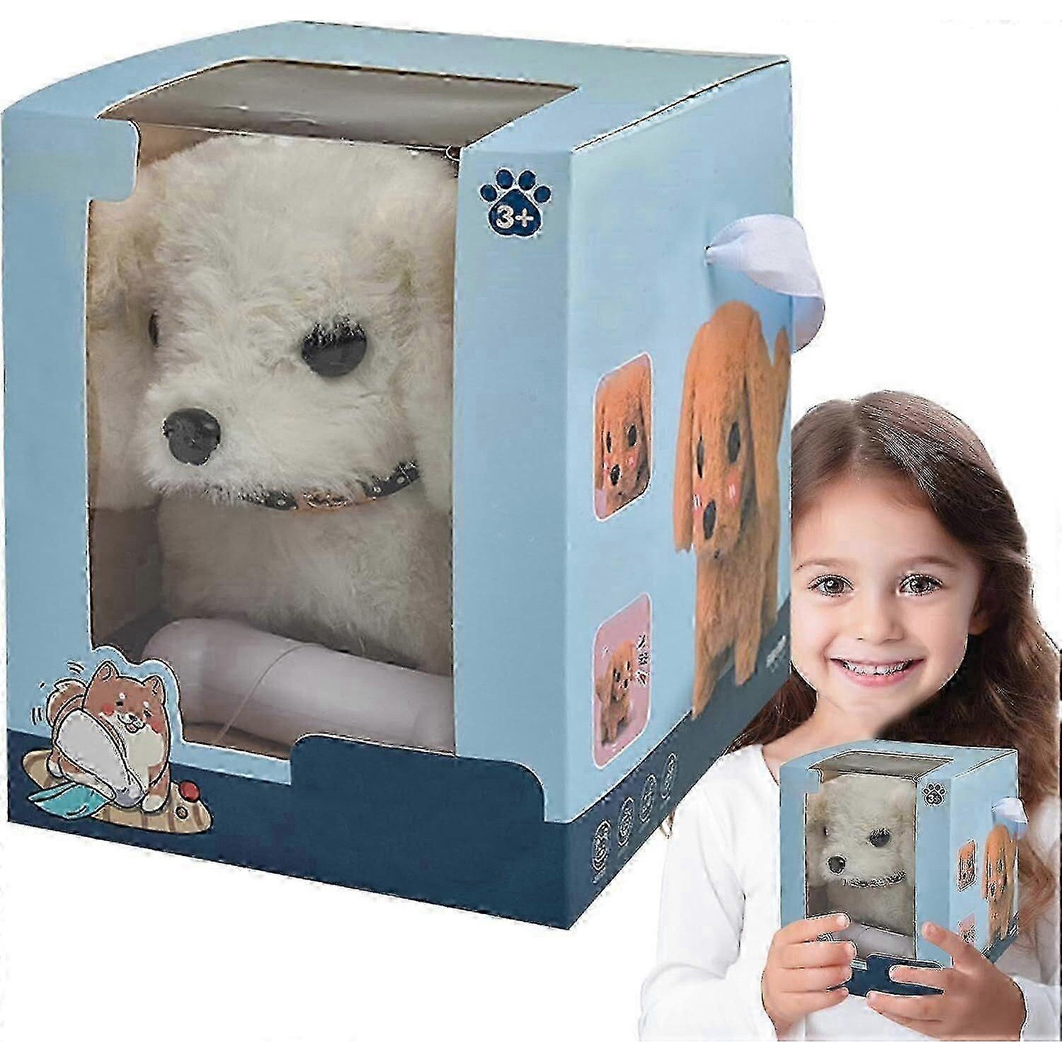 Jucarie de plus interactiva Robot Puppy, caine mini, functie de mers si ...