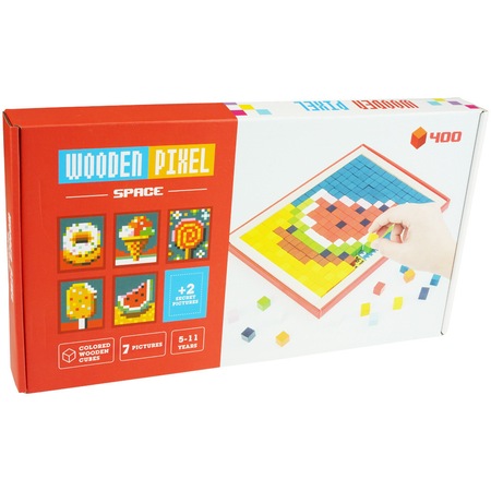 Puzzle din lemn KinderSafe, mozaic pixelat, 400 cuburi colorate, 7 ...