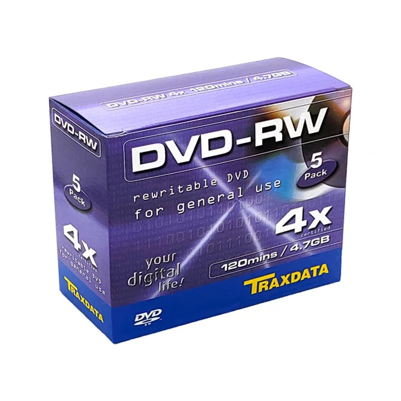 Set 5 DVD-RW Traxdata, 4.7 Gb, 120 min, 4x, in carcase CD/DVD groase 10 ...