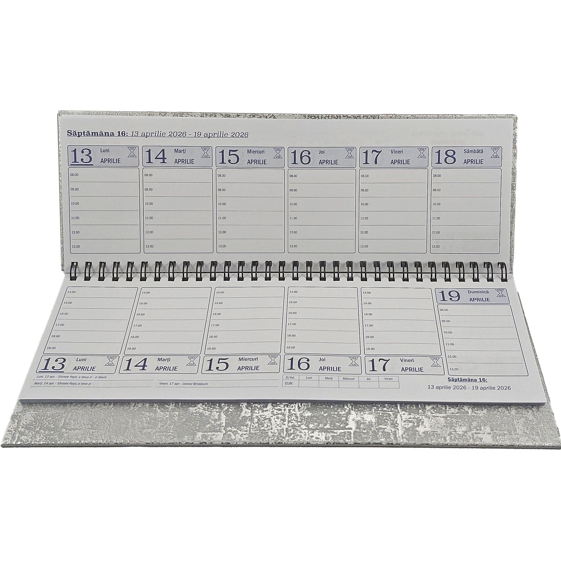 Agenda planner 2026 pentru programari, format 28 x 12 cm, 112 pagini, cu coperta de culoare ...