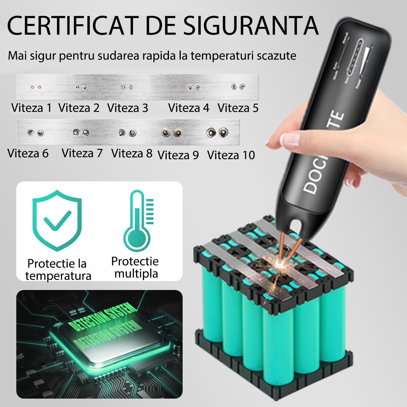 Aparat de sudura in puncte portabil, 11 viteze ajustabile, Protectie ...