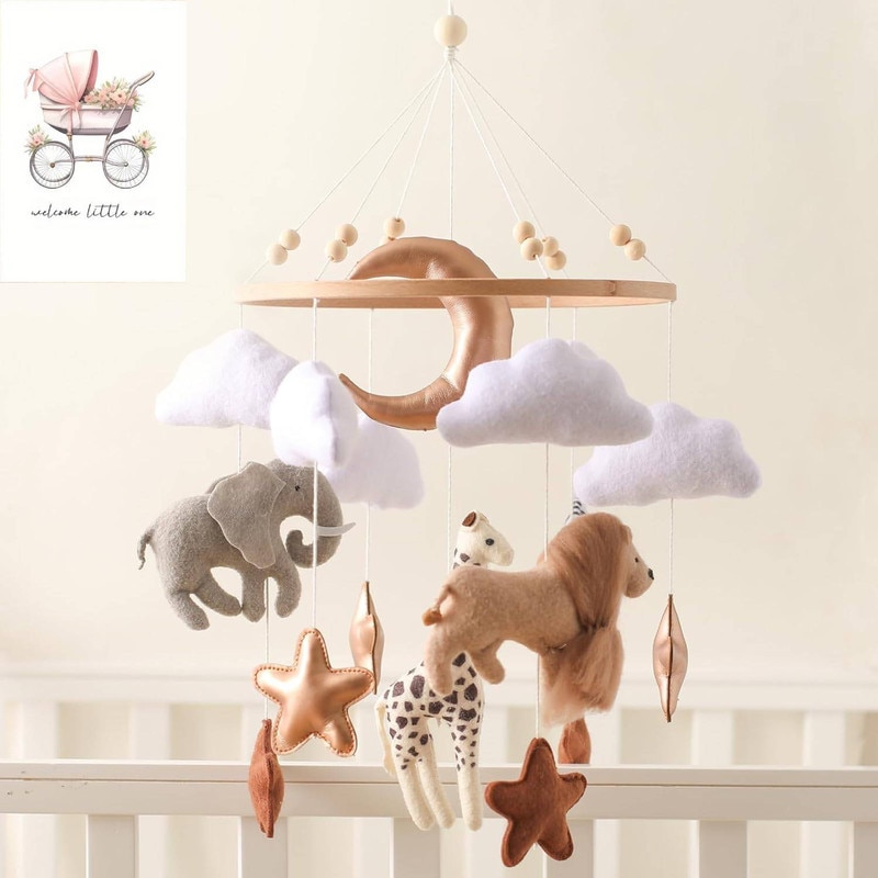 Carusel mobil pentru patut Bebelus, YSBER®, cu tematica animale, cu ...