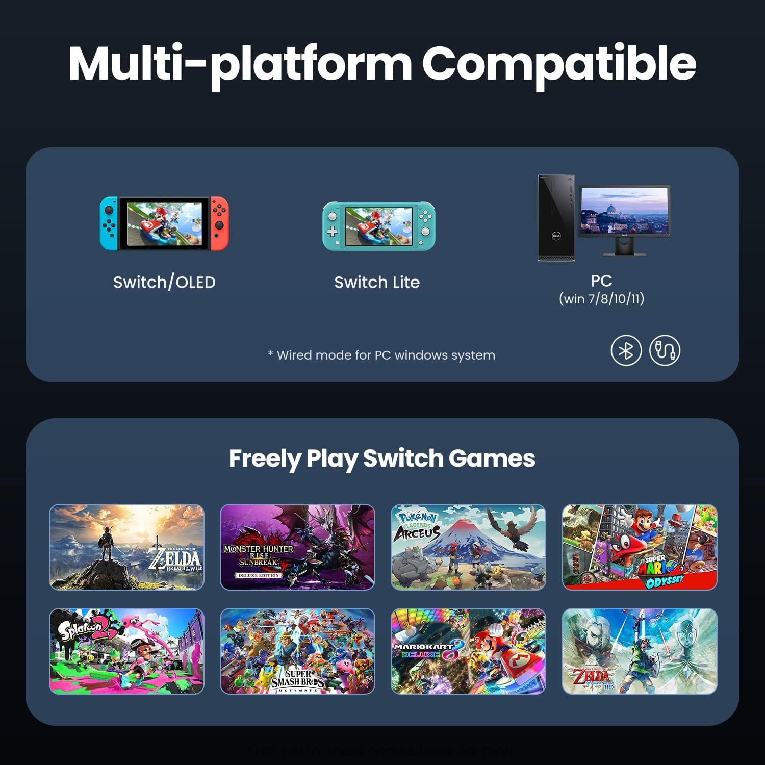 Controller Wireless compatibile cu Switch Lite/OLED/PC, Bluetooth, RGB ...