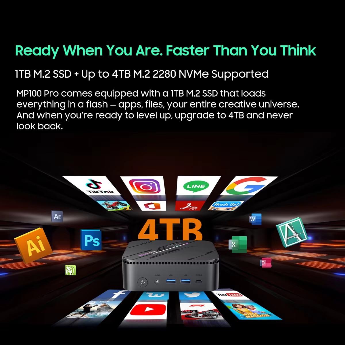 Mini PC Blackview MP100 Pro, Intel I9-12900HK 16GB+1TB SSD, 14 nuclee ...