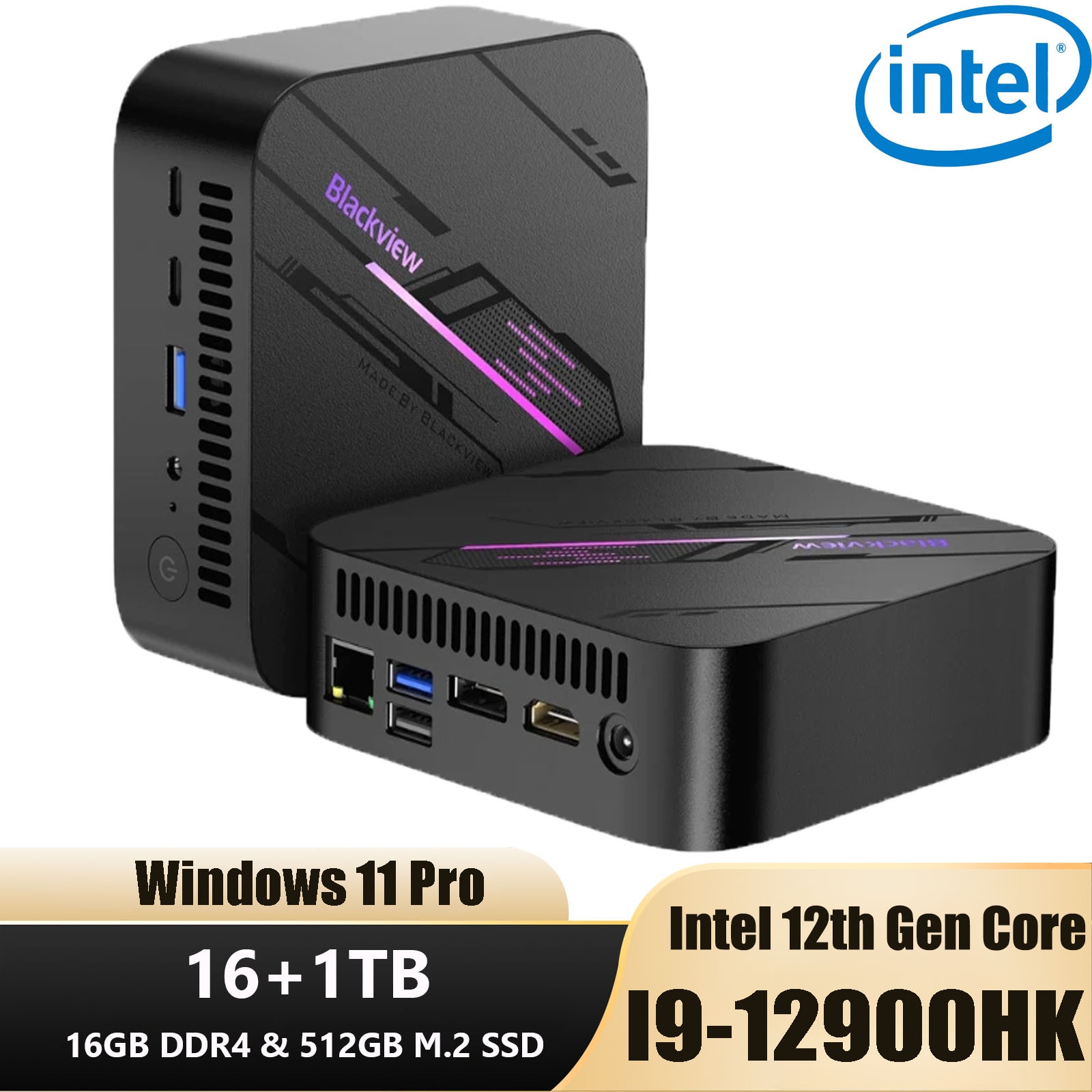 Mini PC Blackview MP100 Pro, Intel I9-12900HK 16GB+1TB SSD, 14 nuclee ...