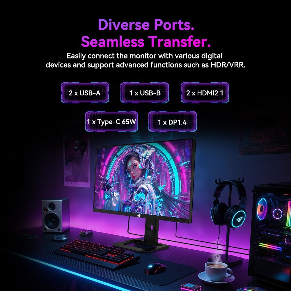 Mini LED Monitor Gaming TITAN ARMY P275MV PLUS, 27'', 4K@160Hz/FHD ...
