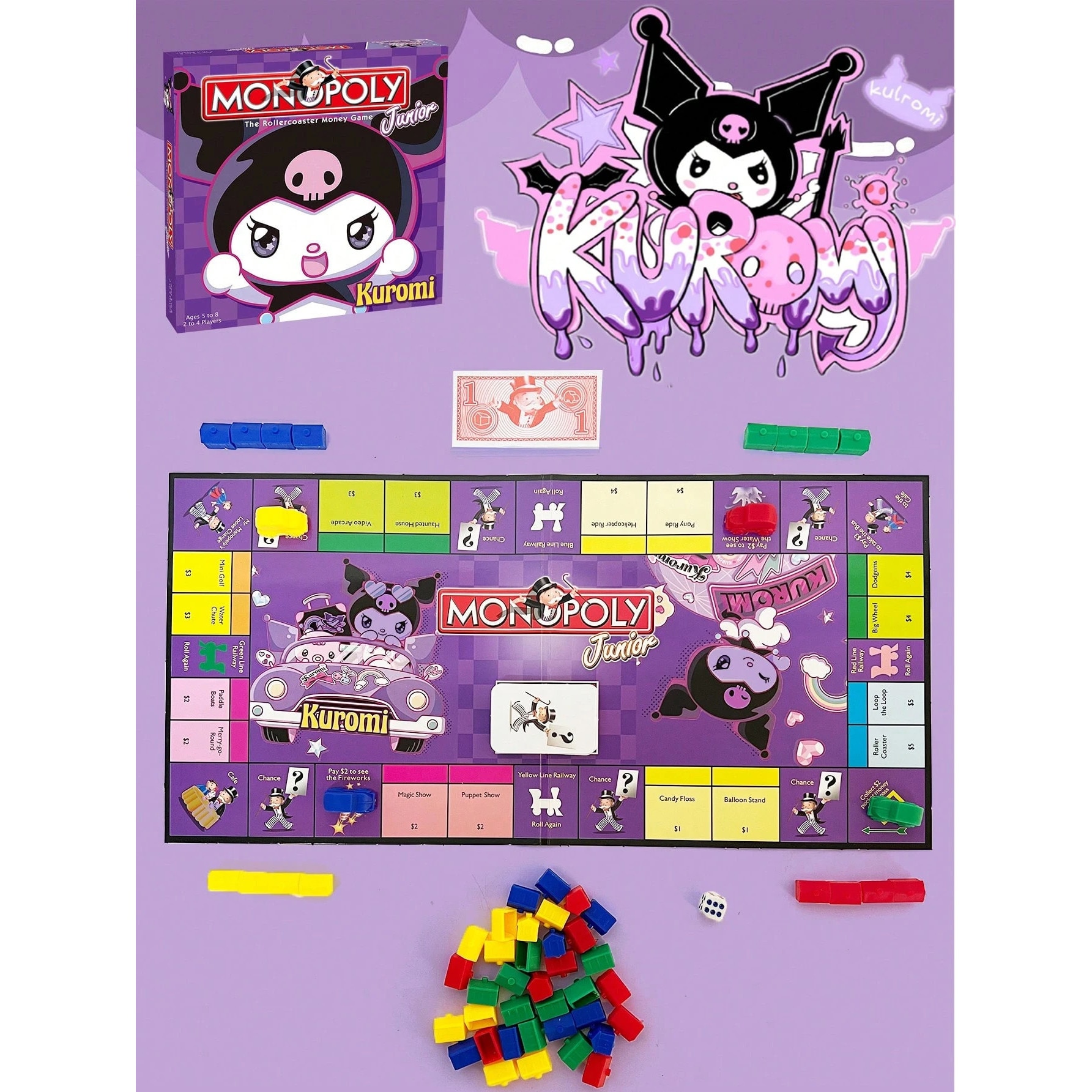 Joc Monopoly Junior Kuromi ANGMAD in limba engleza, 2-4 jucatori ...