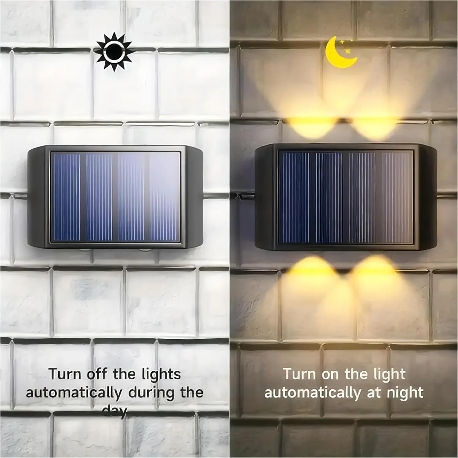 Set 2 Lampi solare LED pentru exterior cu 6 LED-uri de lumina calda ...