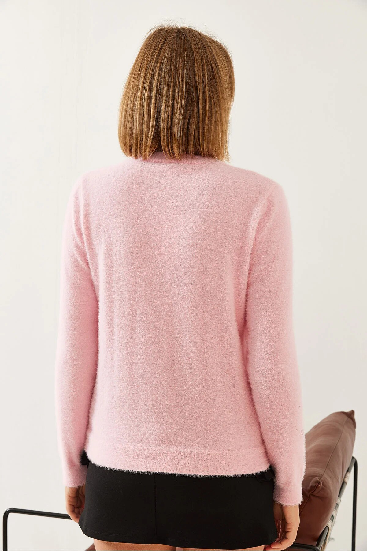 Pulover tricotat, HiCCUP, model cu inima, roz aprins, viscoza, S-M INTL ...