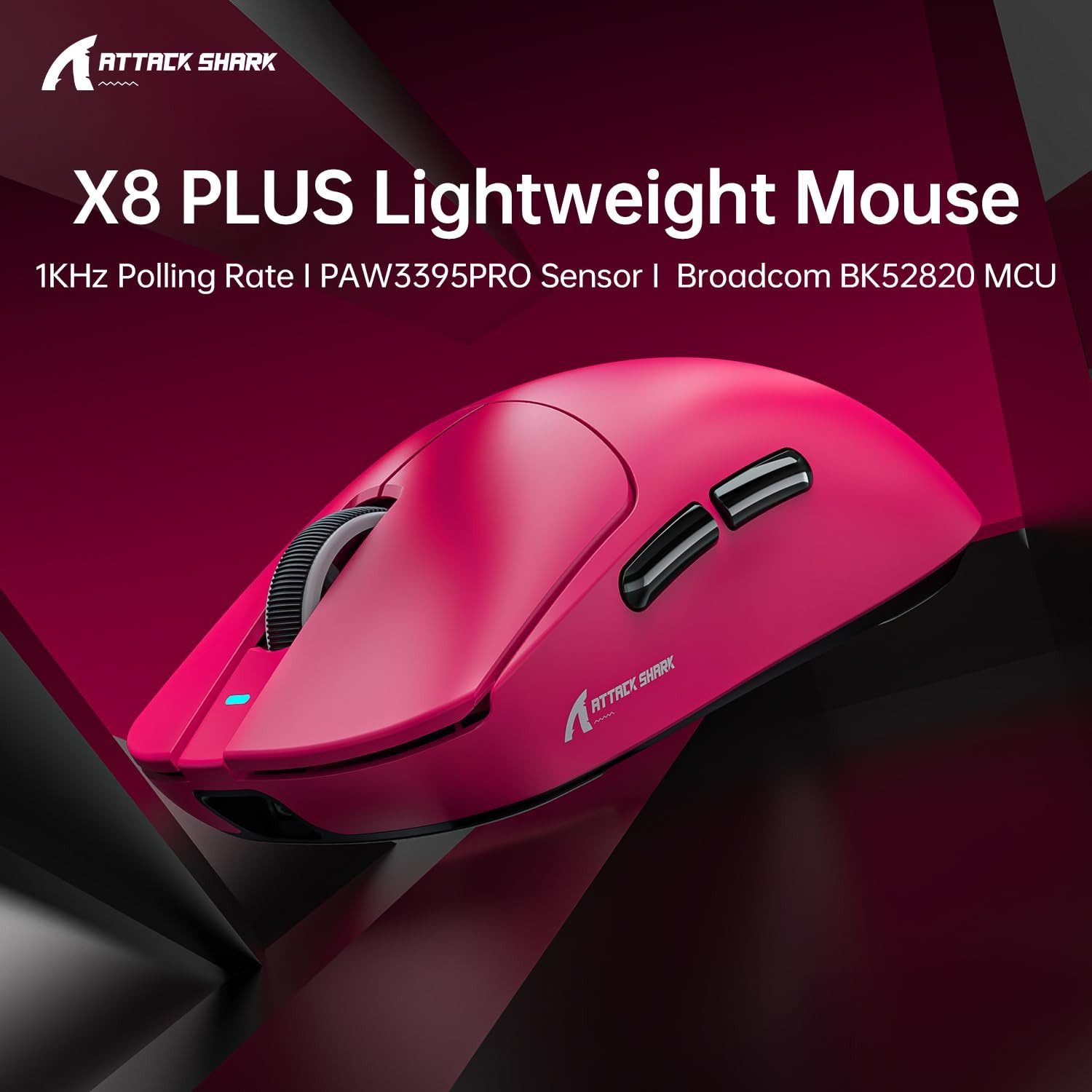 Mouse de gaming wireless ATTACK SHARK X8 PLUS, 40000 DPI, conexiune tri ...
