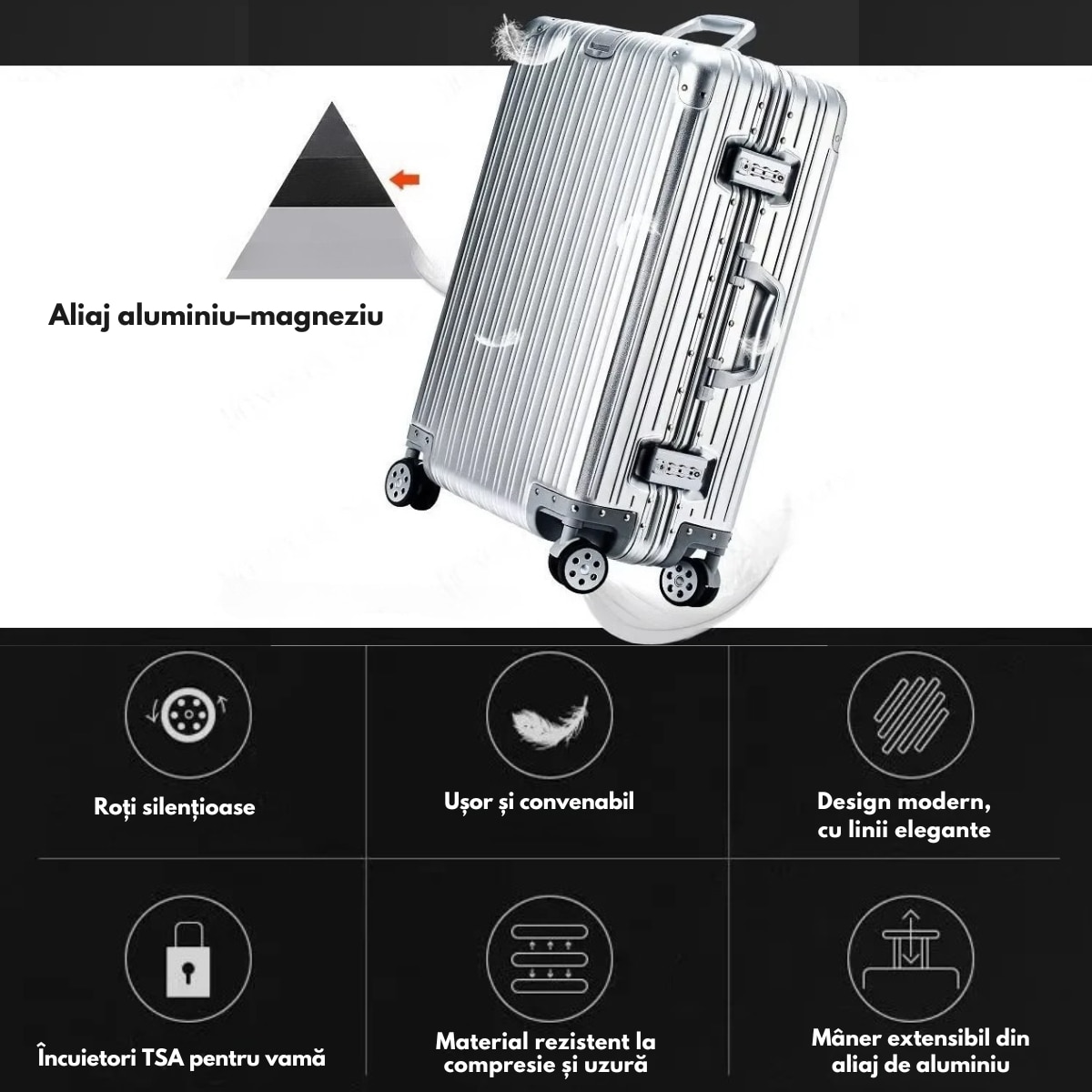 Troler de mana din Aluminiu pentru Cabina Avion, Valiza Calatorie 20 ...