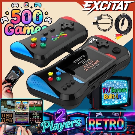 Consola Retro Portabila X7M, Excitat®, 500 jocuri, ecran 3.5 inch ...