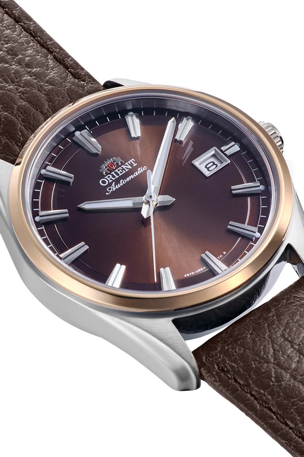 ORIENT, Ceas mecanic cu curea din piele, Argintiu, Maro fango - eMAG.ro