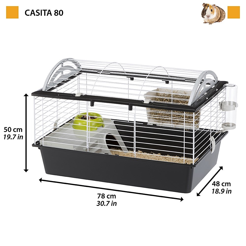 Ferplast Casita 80 nyúl- és tengerimalac ketrec, 78x48x50cm, fekete ...