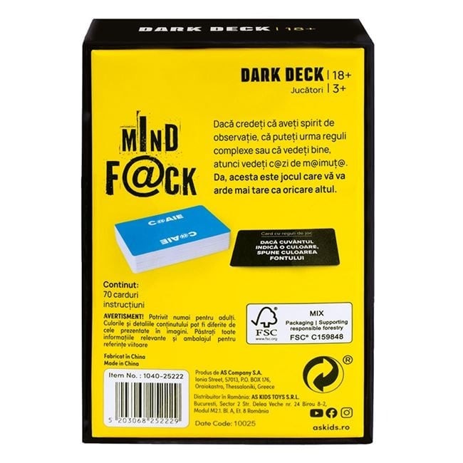 Társasjáték, Avaleea, Dark Deck "Mind F@ck", 100+ kártya, 3-12 játékos ...