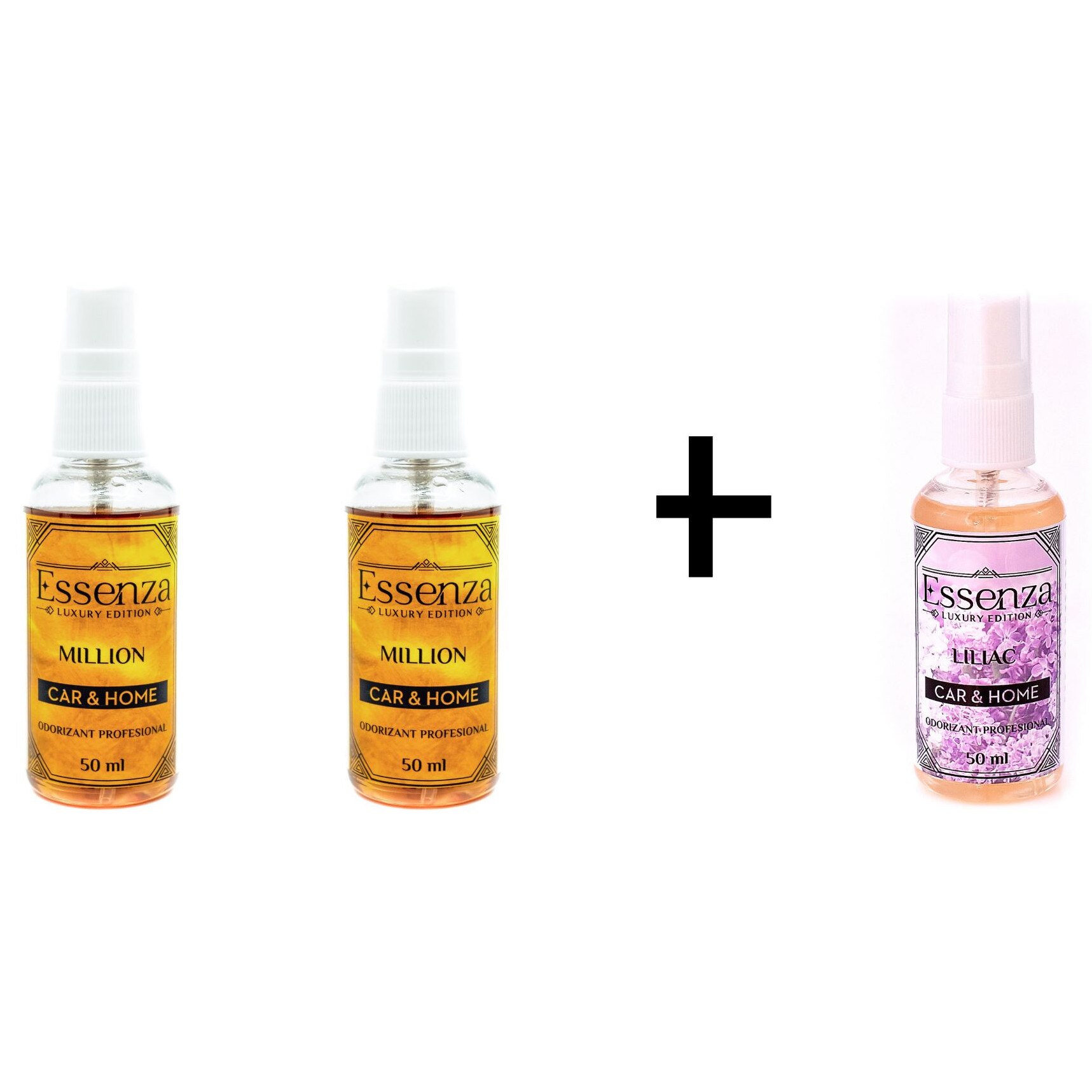 Pachet 2+1 Gratis Parfum Auto Essenza, Million 50 ml, Liliac 50 ml ...