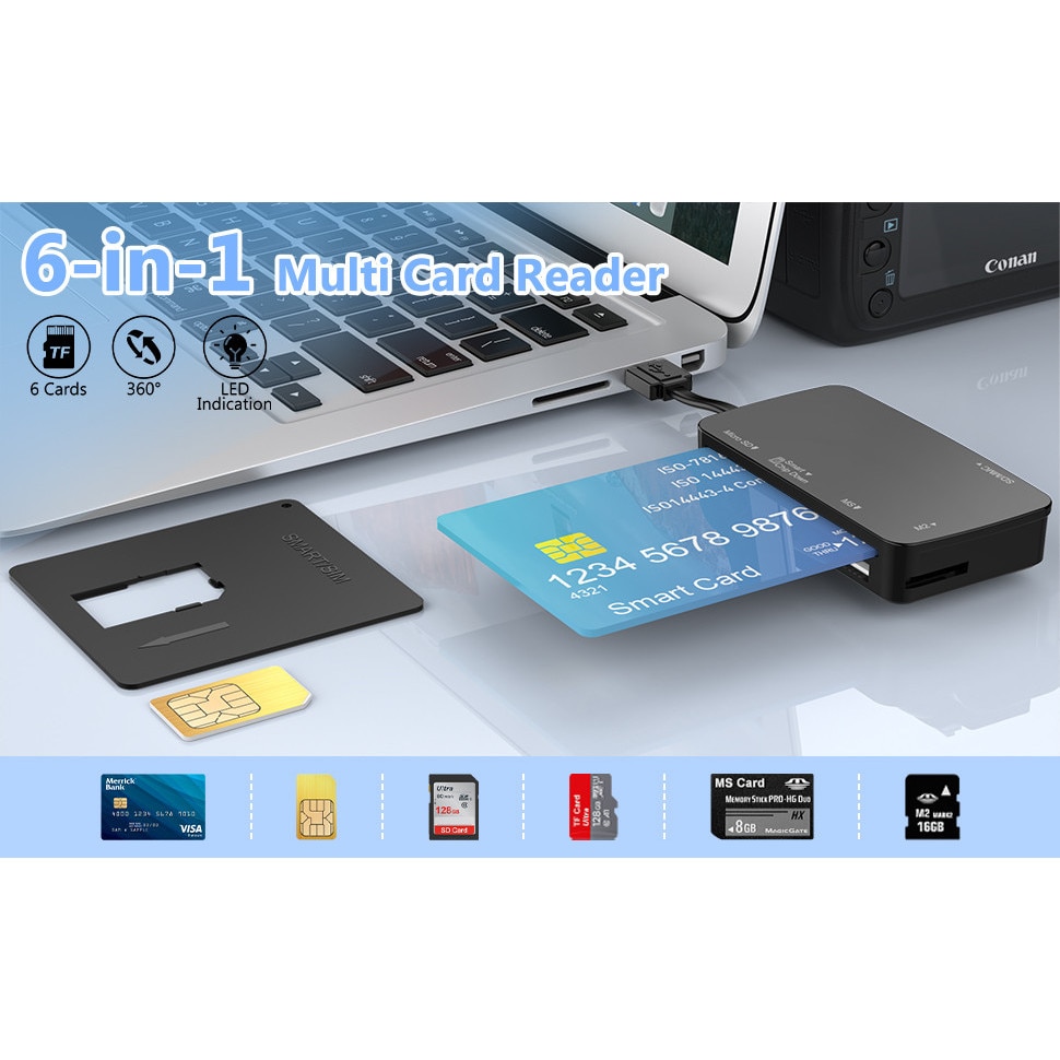 Cititor electronic carti de identitate 6 in 1 multifunctional ...