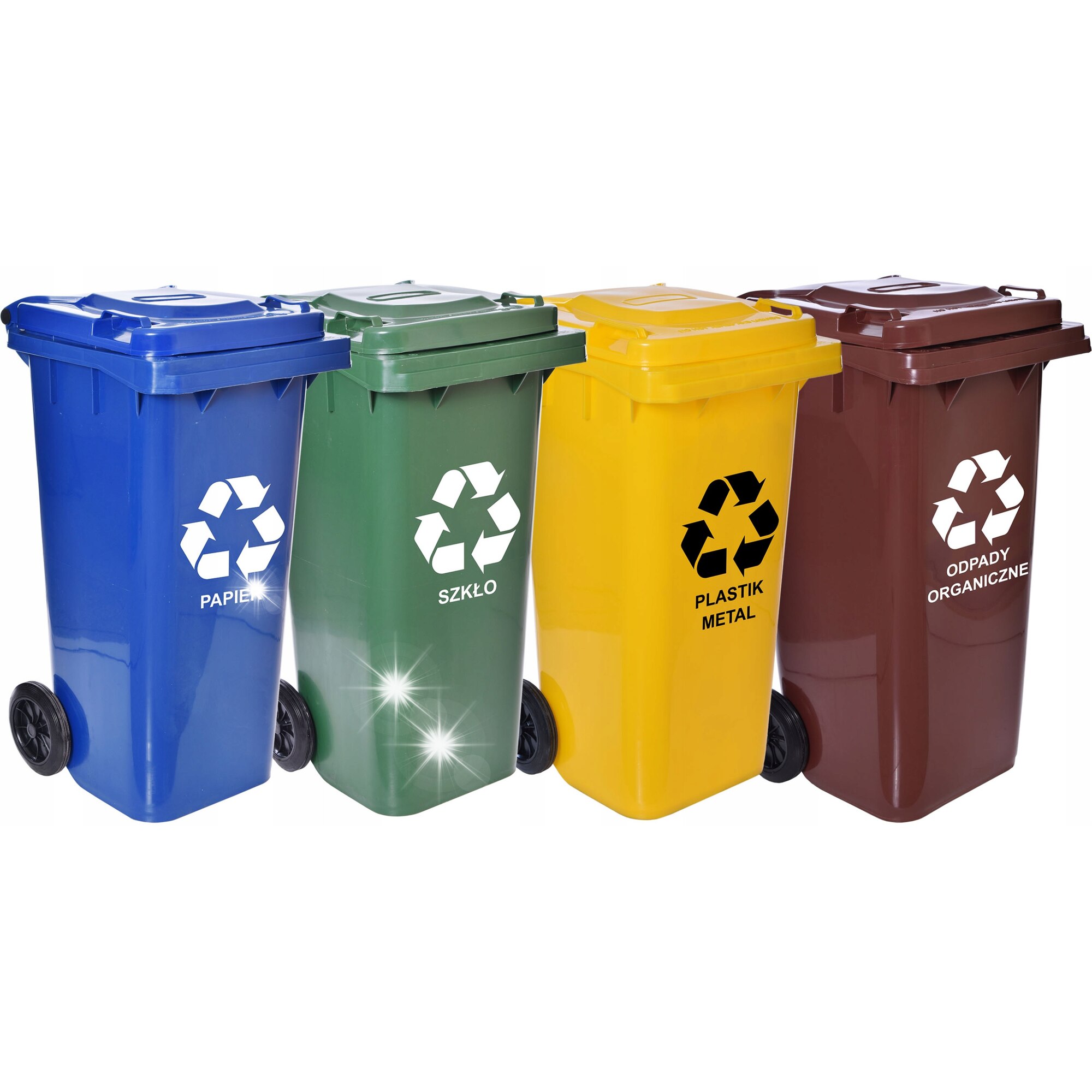 Set de 4 cosuri de gunoi GMM Group, 120l, HDPE, rezistente la UV ...