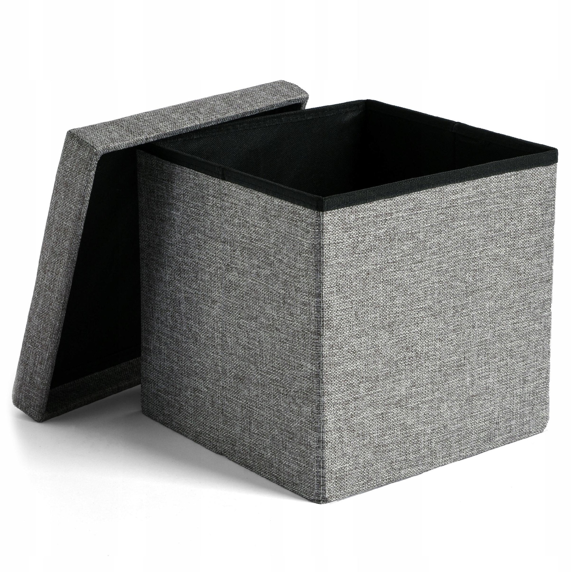 Puf pliabil cu compartiment de depozitare, eHokery, gri, L, 38x38x38cm ...