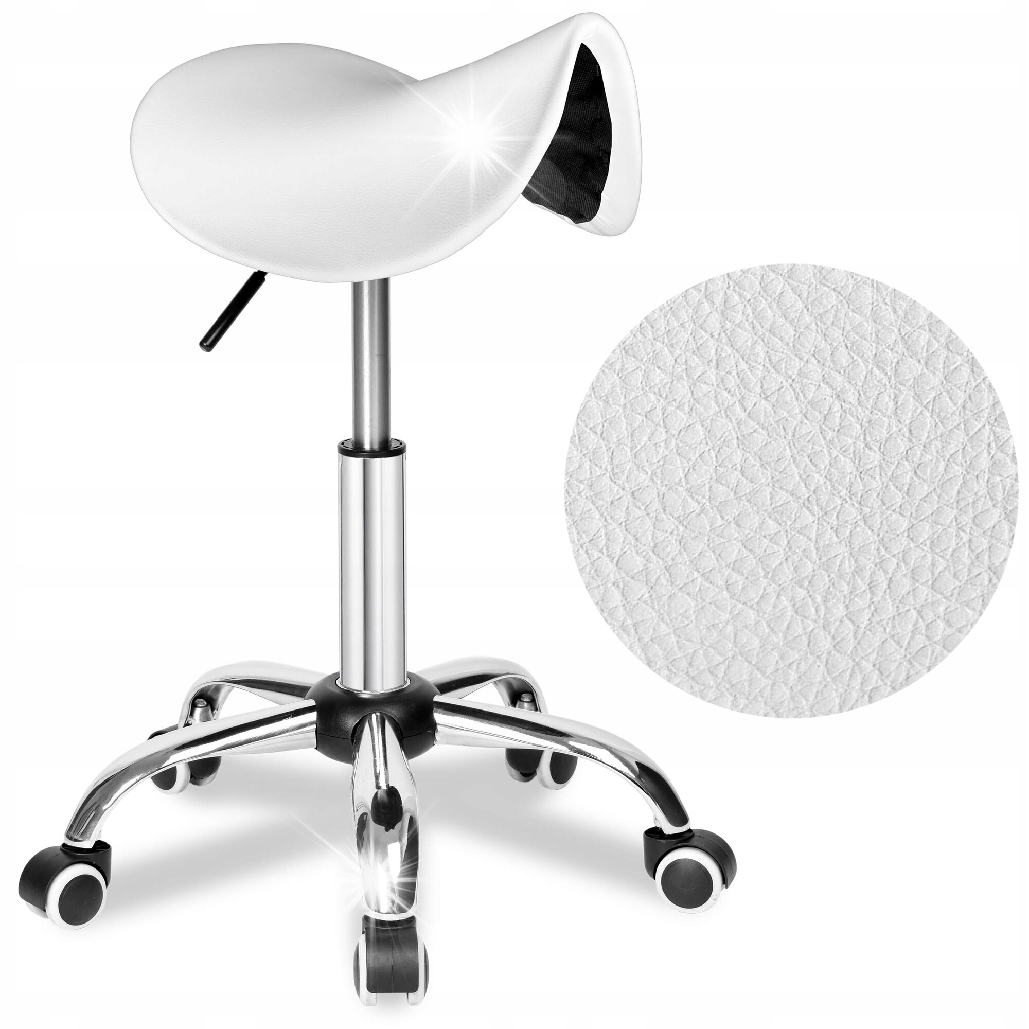 Taboret cosmetic eHokery Stratum, alb, obrotiv 360, inaltime reglabila ...