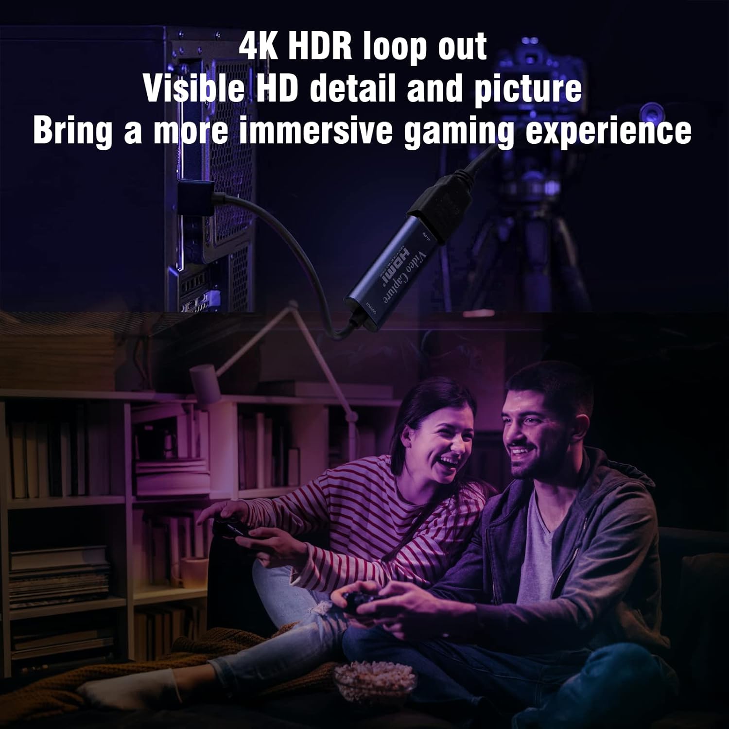 Видео адаптер за заснемане, 4K HDMI към USB, Full HD 1080p, черен ...