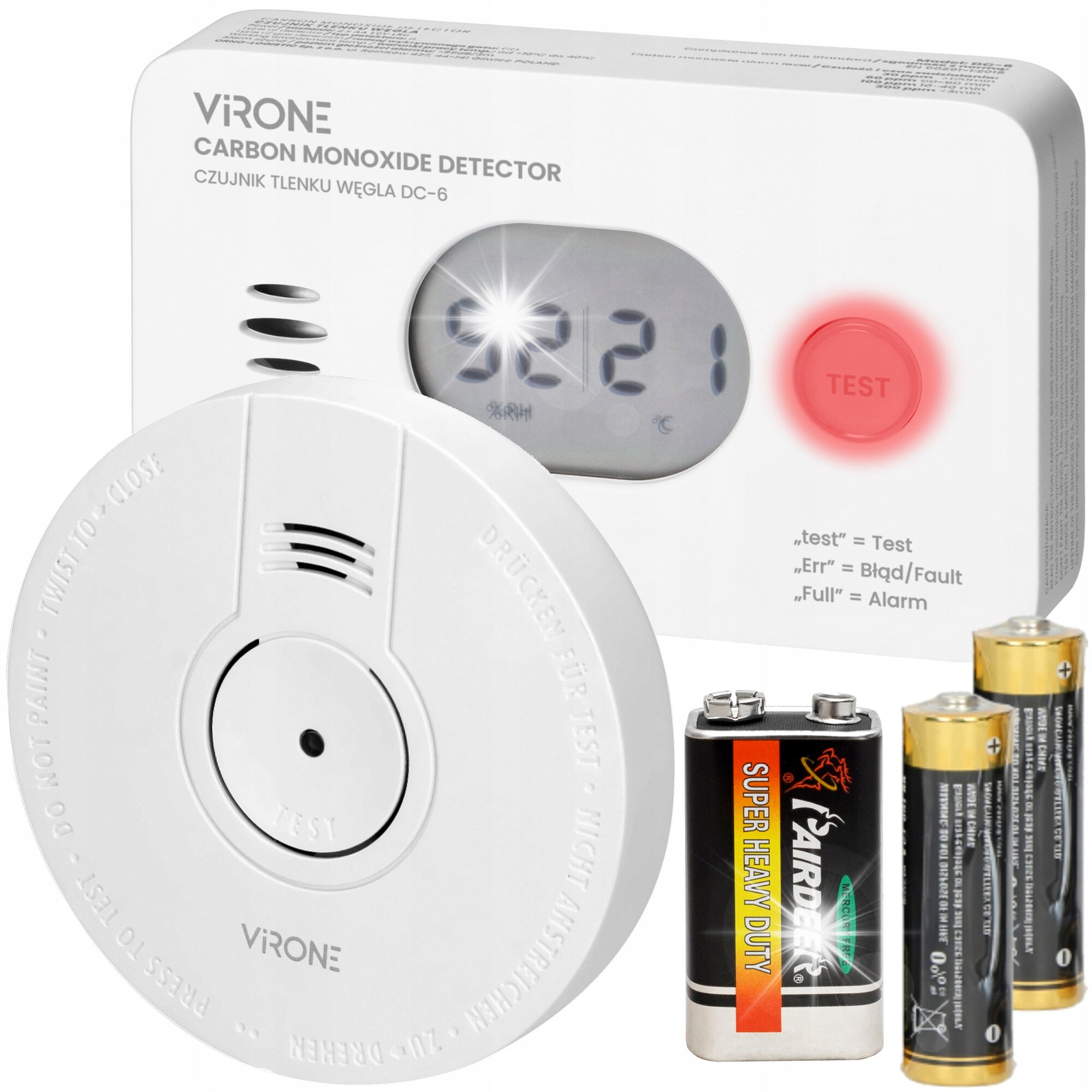 Set detector de fum si monoxid de carbon VIRONE DC-6 + SD-1, 10 ani ...