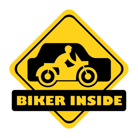 Sticker auto, "Biker Inside", culoare negru, fond galben - eMAG.ro