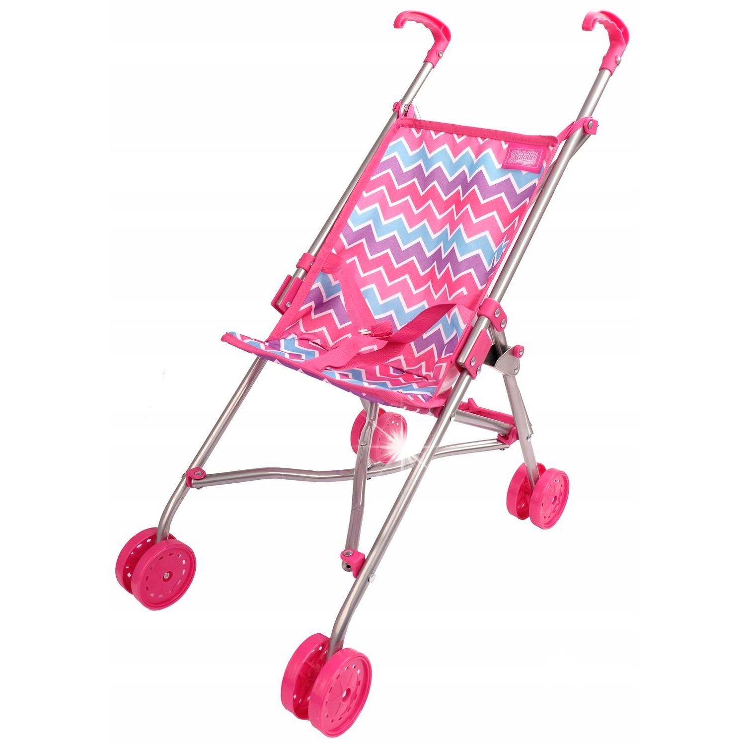 Carucior pentru papusi Artyk, model spacerowka, roz, 70cm, cu pasii ...