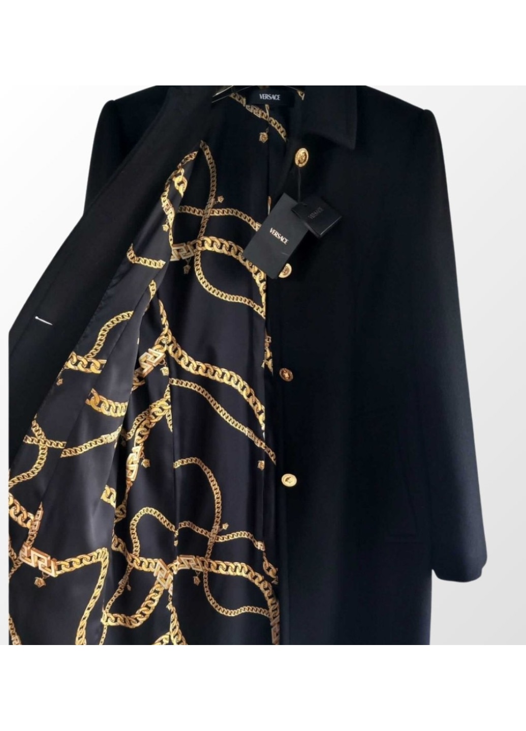 Palton Versace Negru, lana naturala, captuseala satinata, marime 44 ...