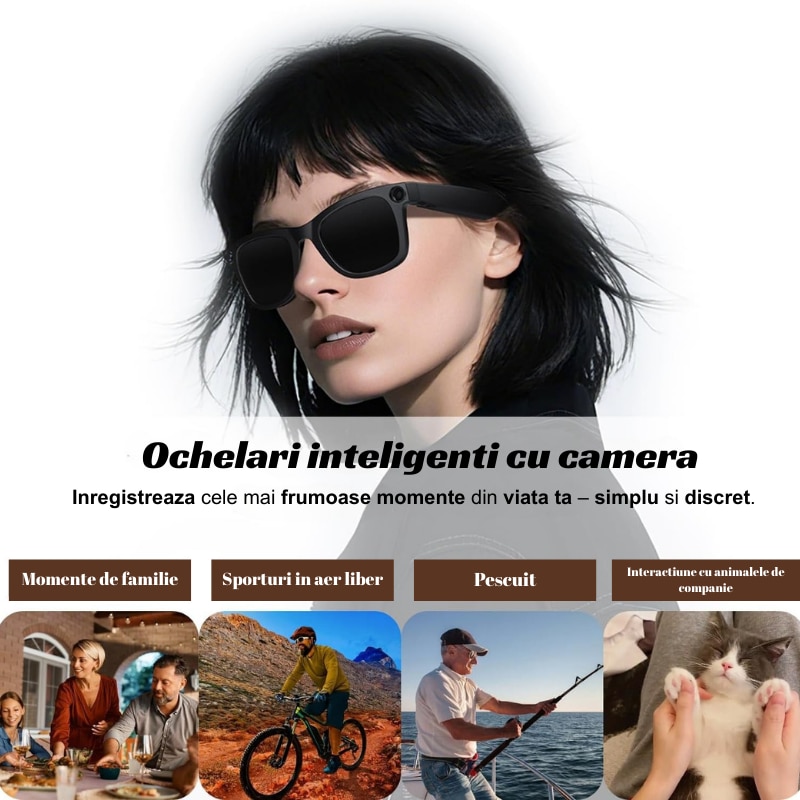 Ochelari Smart OnXsmart® cu AI integrat, Sony Camera 800W HD, Filmare ...
