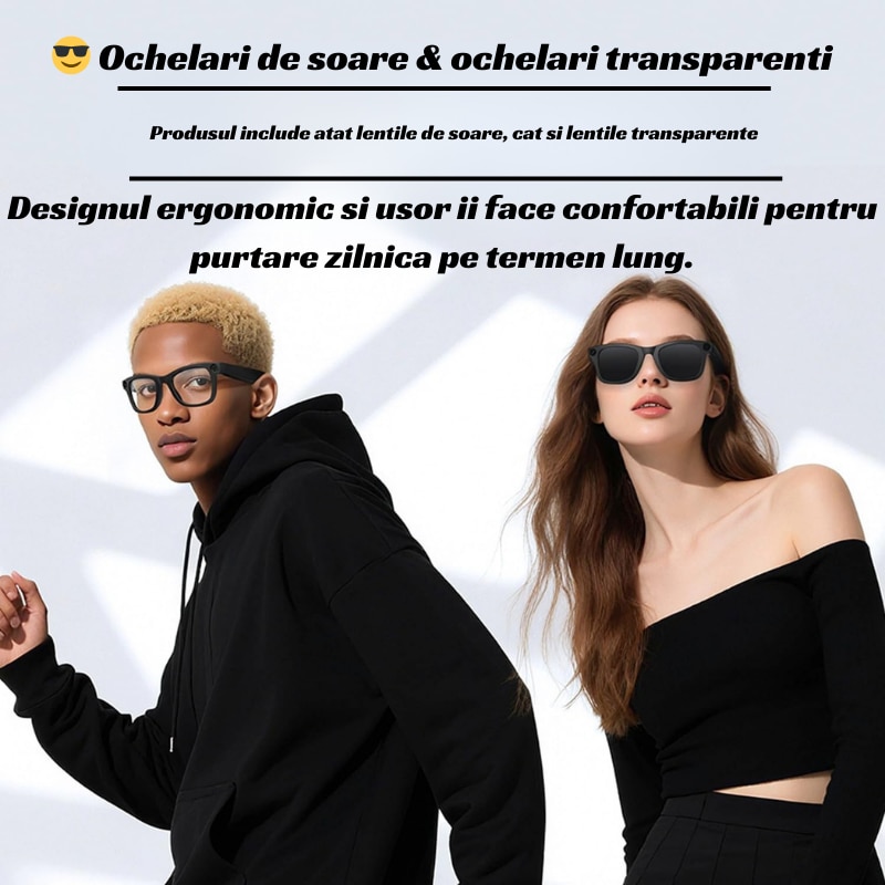 Ochelari Smart OnXsmart® cu AI integrat, Sony Camera 800W HD, Filmare ...