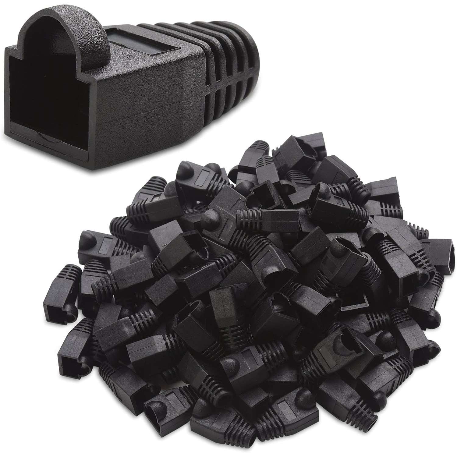 Set 10 bucati manson de protectie pentru mufe internet, RJ 45, negru ...