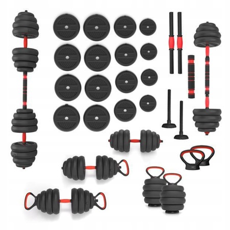 Set culturism 6w1, 40 kg, greutati reglabile, haltere si kettlebell ...