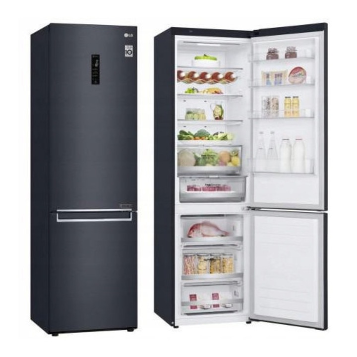 Frigider, LG, 384l, A++, 3 rafturi, Negru, 203x59,5x68,2cm - eMAG.ro