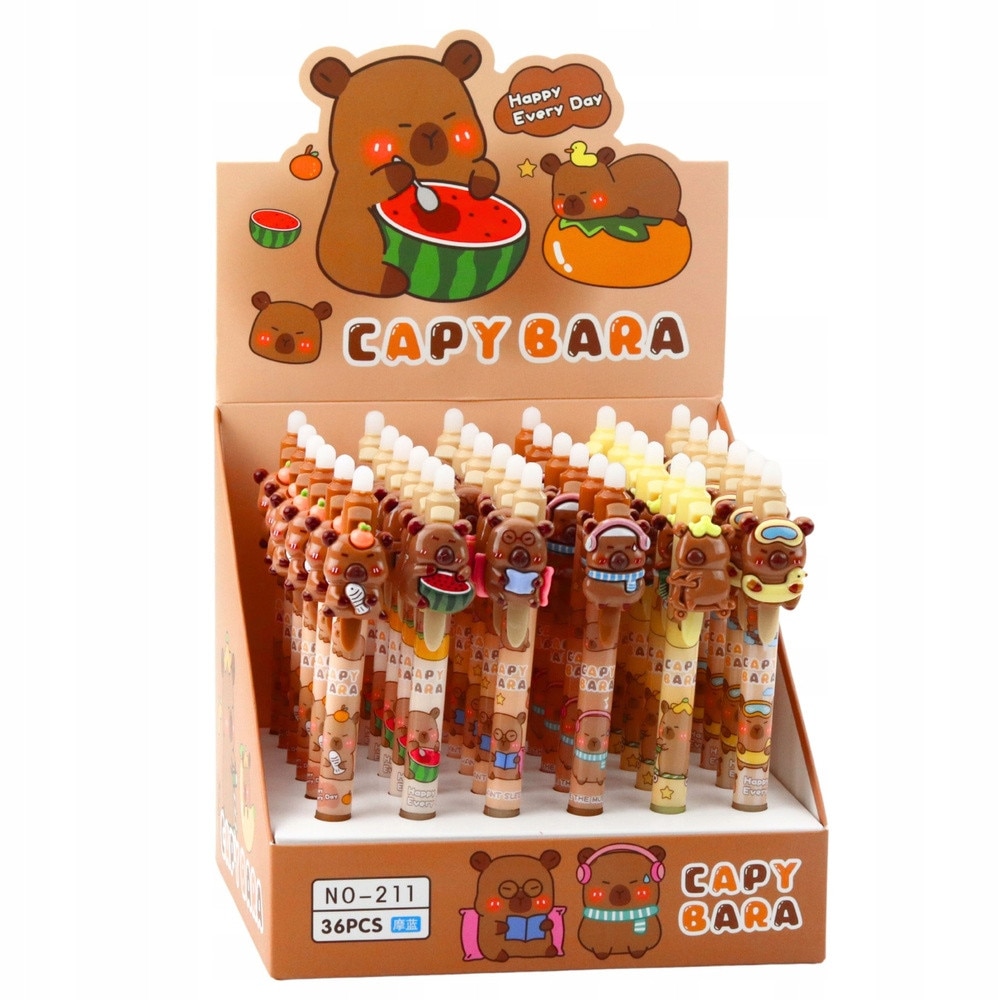 Pix de scris automata cu guma, LEAN, motiv kapibara 3D, 15 cm, set 36 ...