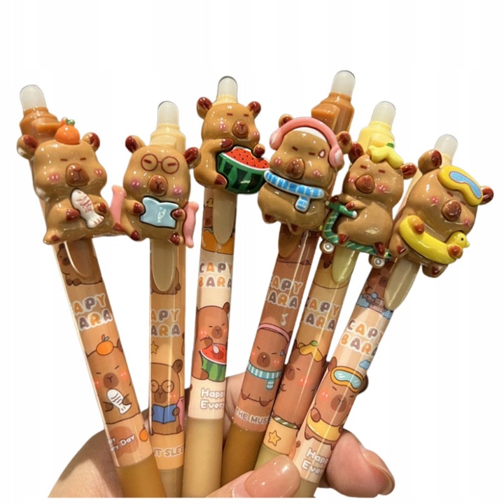 Pix de scris automata cu guma, LEAN, motiv kapibara 3D, 15 cm, set 36 ...