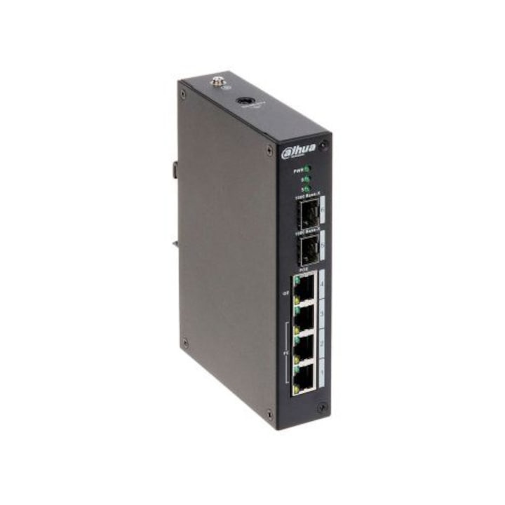 Switch PoE 4 Porturi Dahua PFS4206-4P-96, 96W, standard IEEE 802.3af/at ...