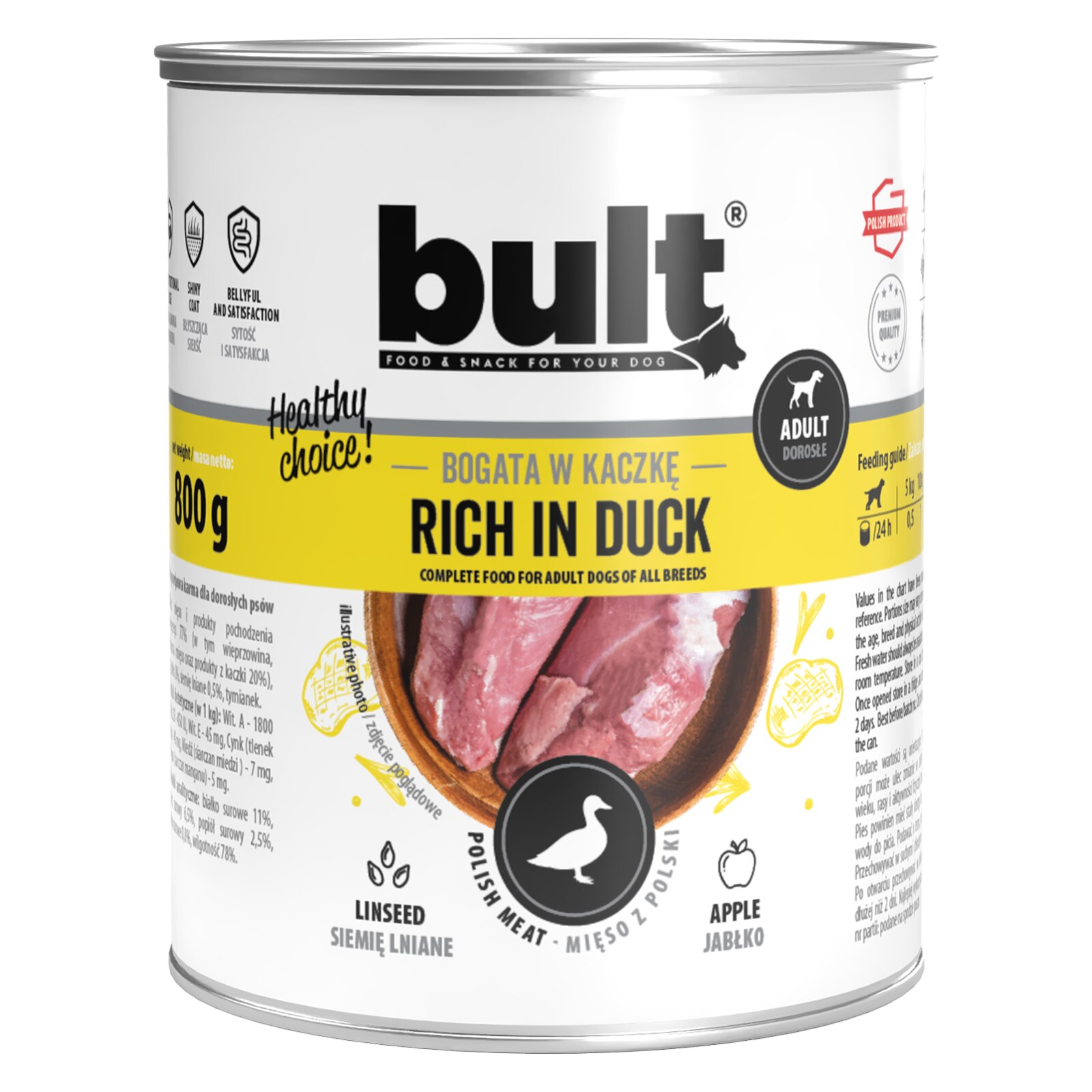 Mancare umeda pentru caini BULT, conserva cu rata, 800g, naturala, fara ...
