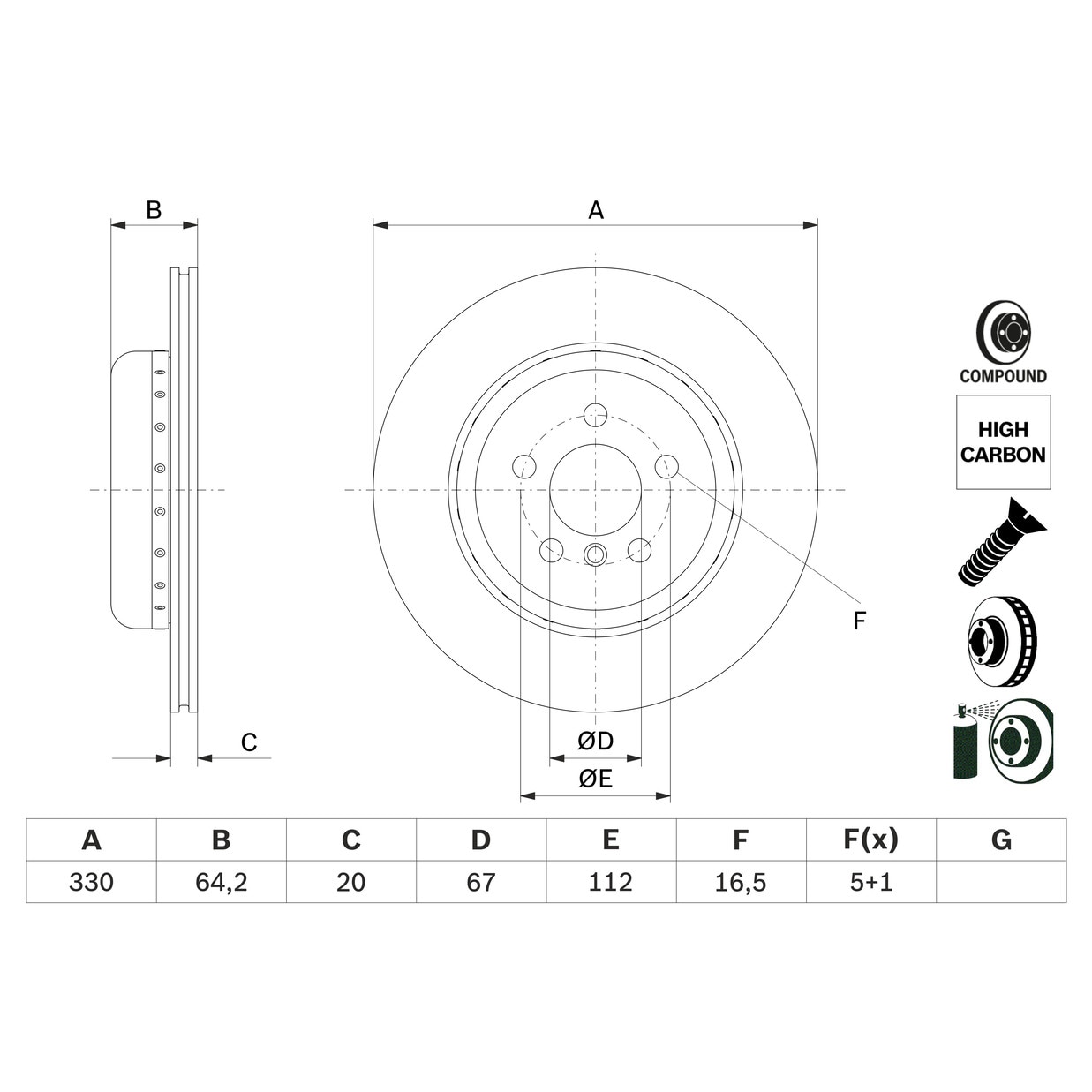 Set 2 discuri frana Spate BMW Seria 5 (G30, F90) din 2020-2023, KW 200 ...