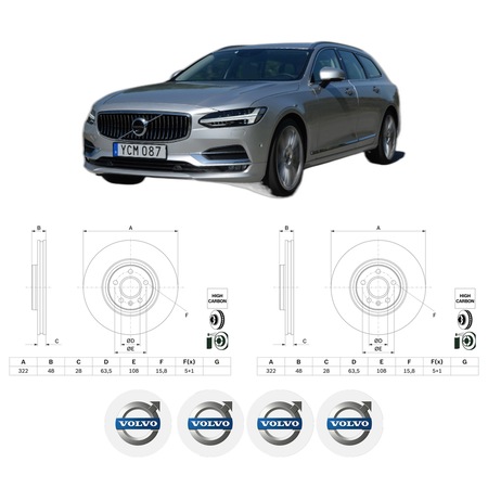 Set 2 discuri frana Fata VOLVO V90 II Estate (235) din 2018-2022, KW ...