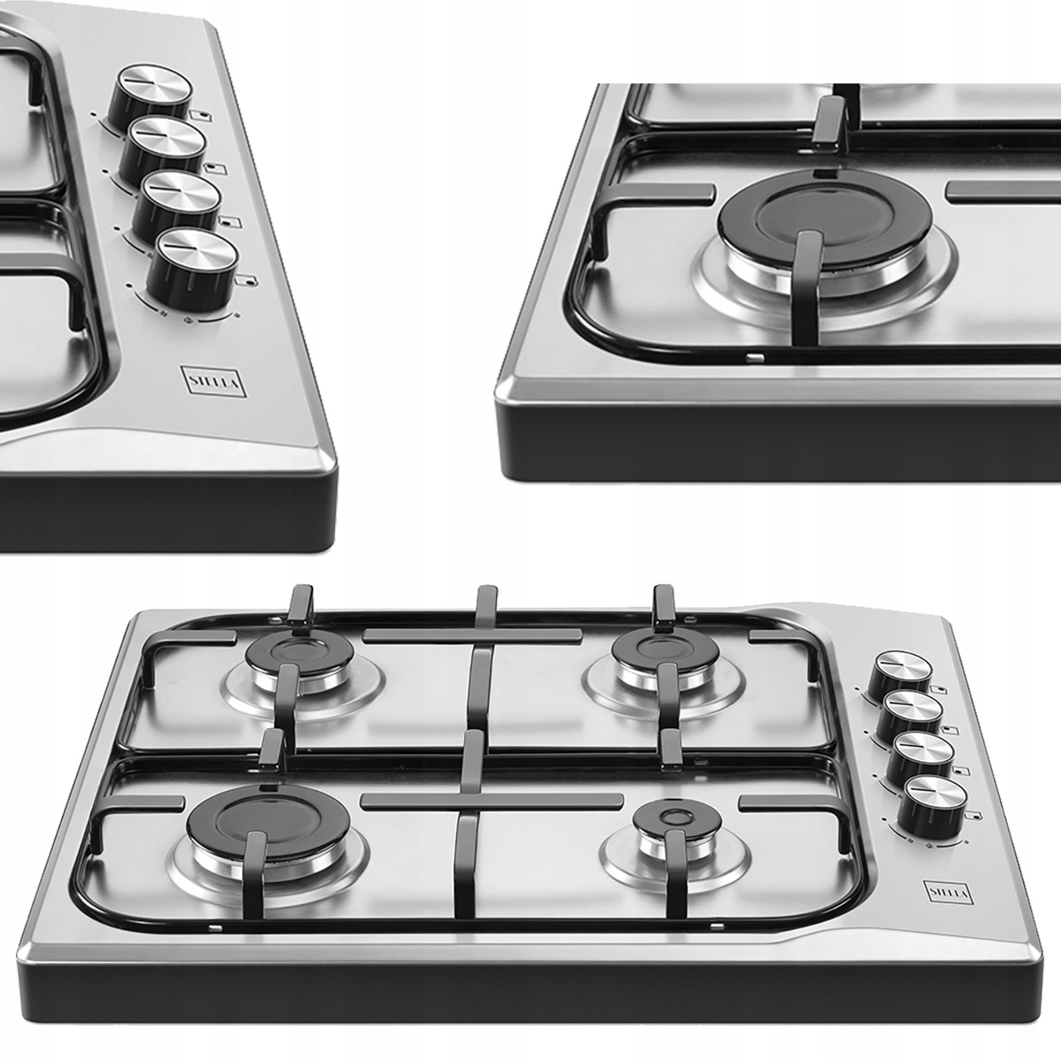 Plita pe gaz Stella STKGIX-04IN, 4 arzătoare, inox, gratare emailate ...