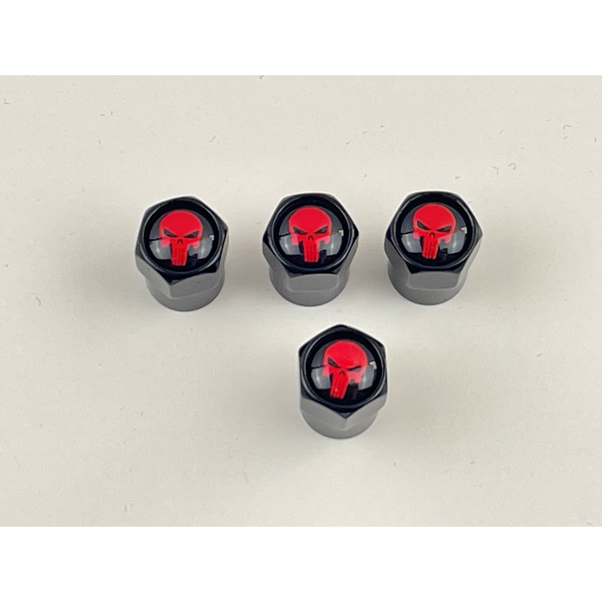 Set 4 Capacele Roti Hexagonale pentru Ventil Valva Skull Punisher, Rosu ...