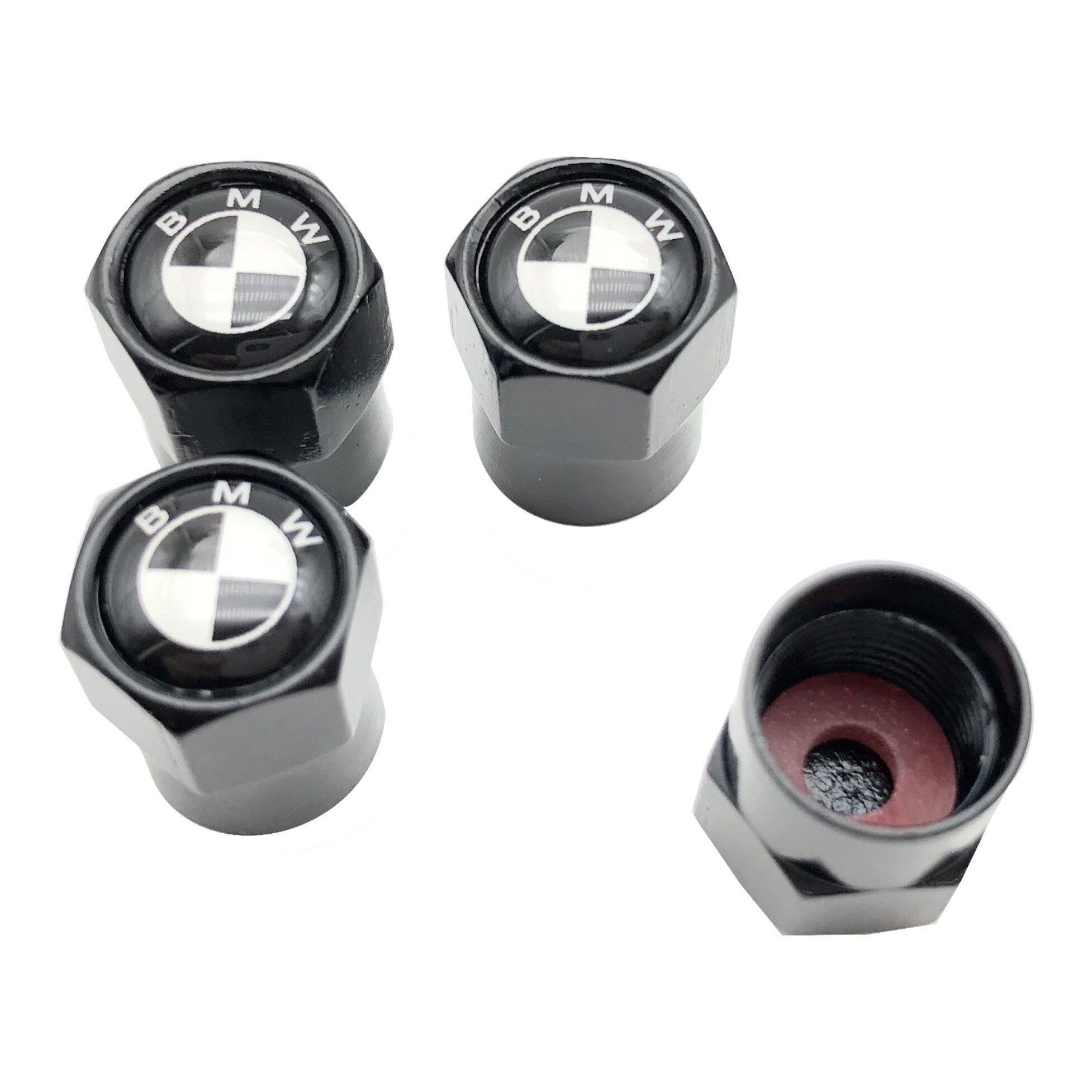Set 4 Capacele Roti Hexagonale pentru Ventil Valva BMW, Black & White ...