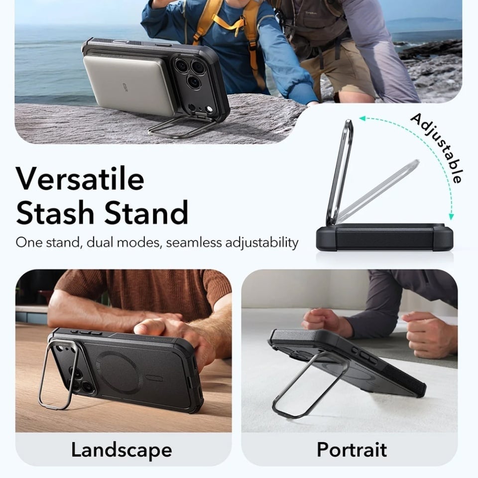 Husa pentru iPhone 17 Pro, ESR Cyber Armor Kickstand, Negru - eMAG.hu