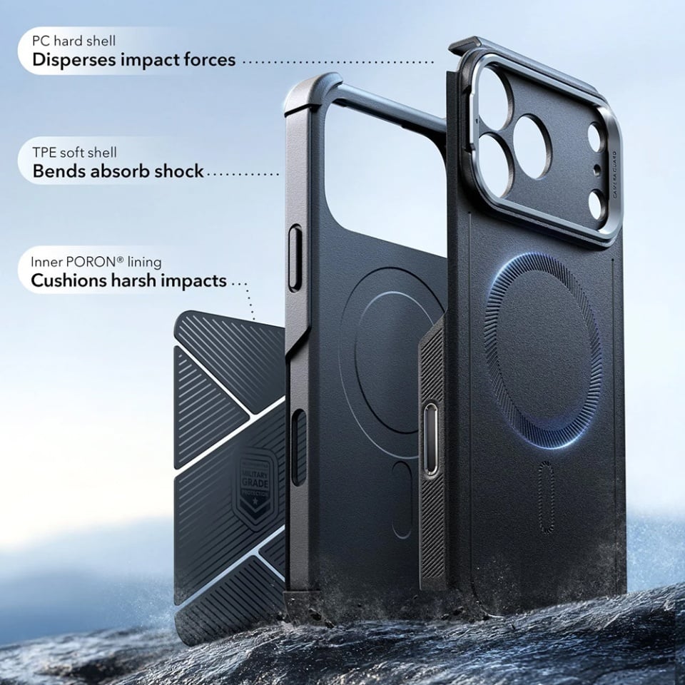 Husa pentru iPhone 17 Pro, ESR Cyber Armor Kickstand, Negru - eMAG.hu