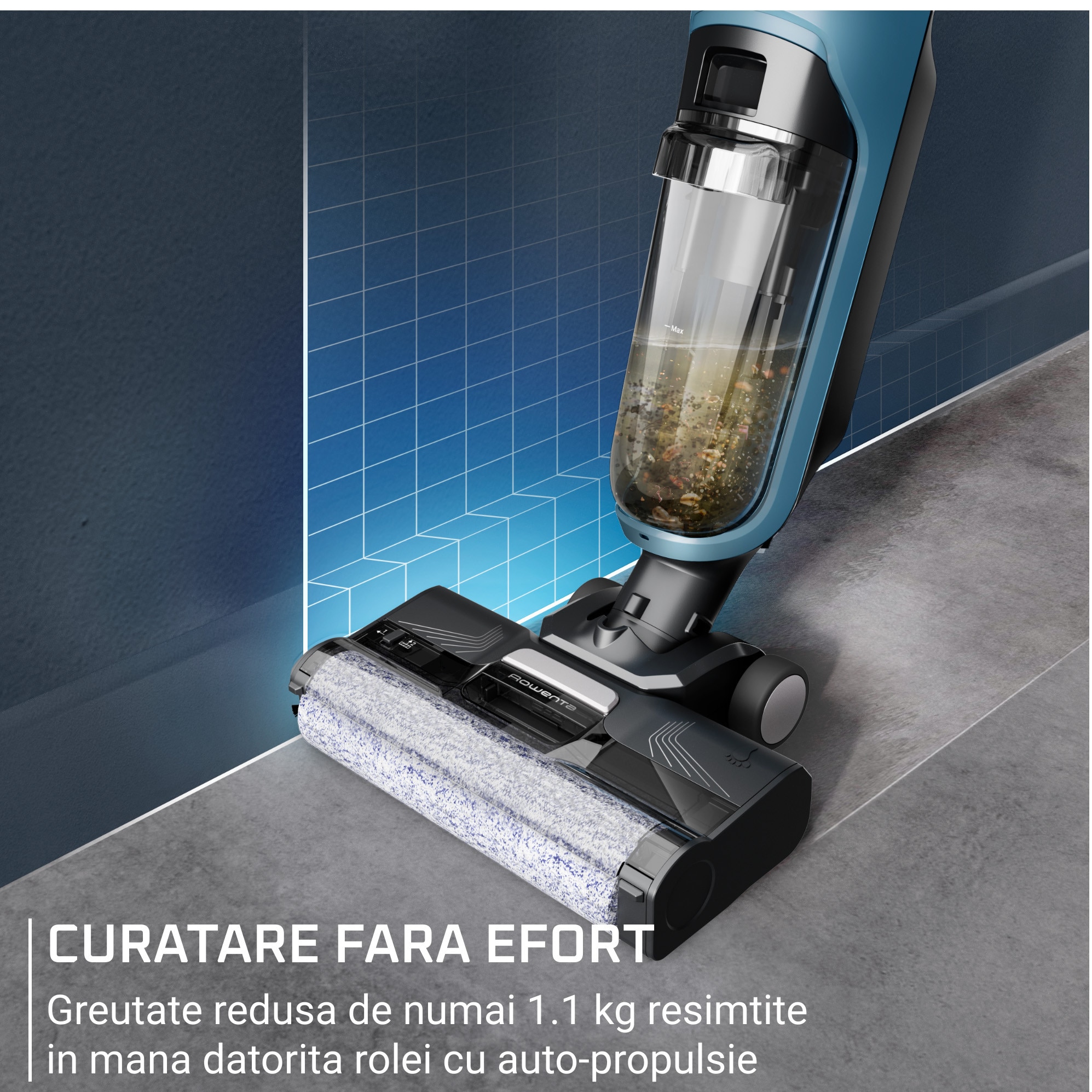 Aspirator vertical fara fir cu spalare Rowenta X-Clean 2 GZ2271E0, 120W ...