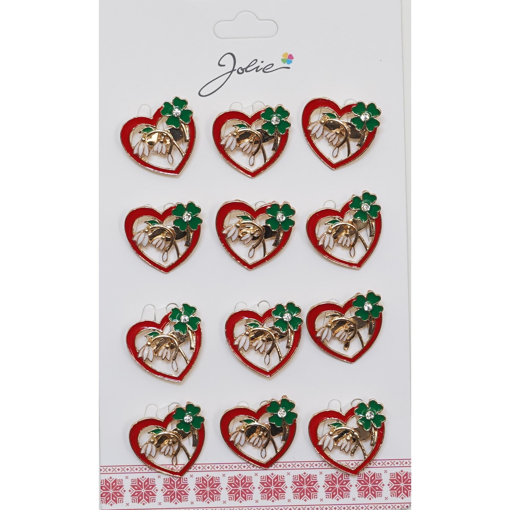 Set 12 Brose Martisor Primavara Inima cu Ghiocei si Trifoi - eMAG.ro