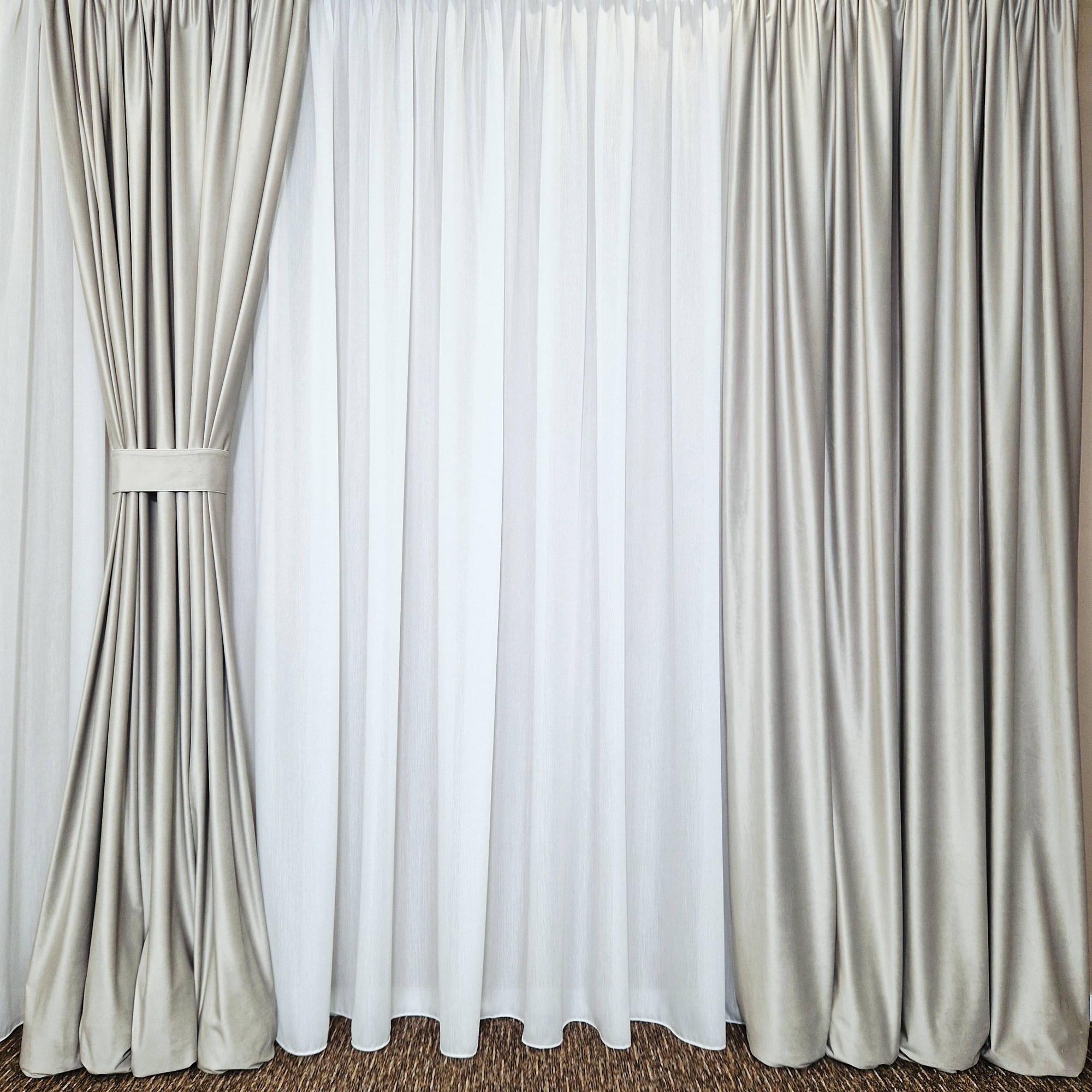 Perdea MASTEL 700x245cm triplu voal alb model CAS confectionata cu ...