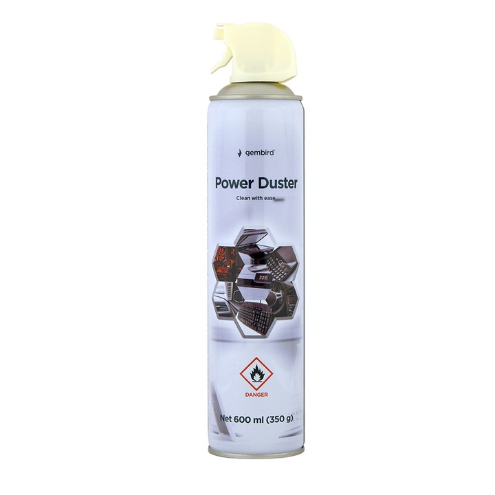 Spray cu aer comprimat Gembird Power Duster, 600 ml, jet de aer pentru ...