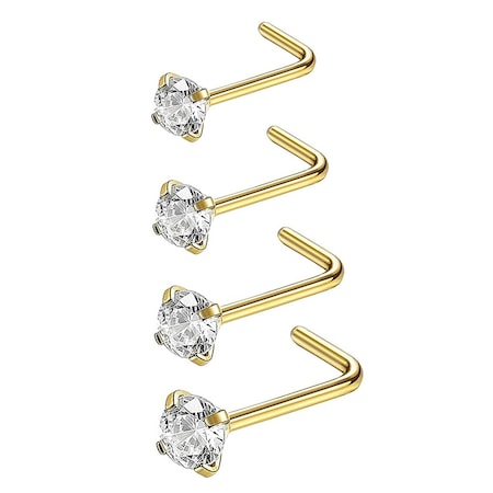 Set 4 bucati cercei piercing nas, 1.5mm, 2mm, 2.5mm, 3mm, aur - eMAG.ro